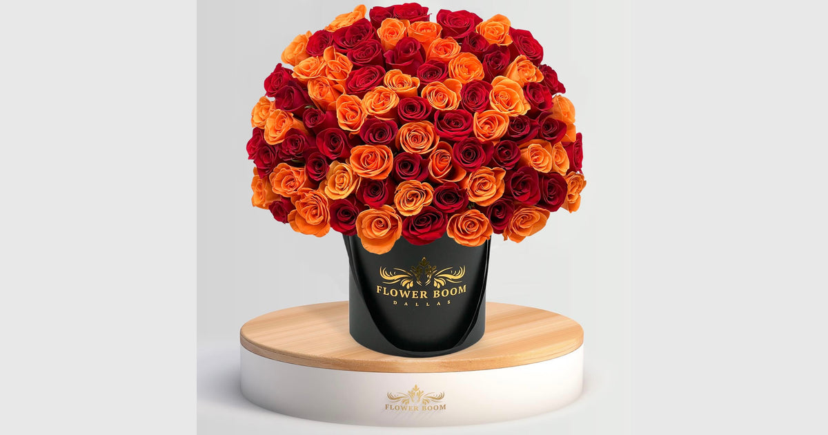 Red And Orange Roses | Bright Flower Bouquet | Dallas Flower Delivery