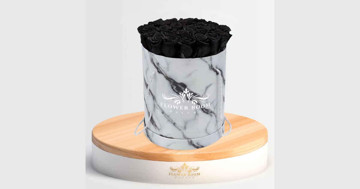 Classic 25 Black Rose Box | Luxury Black Roses Arrangement