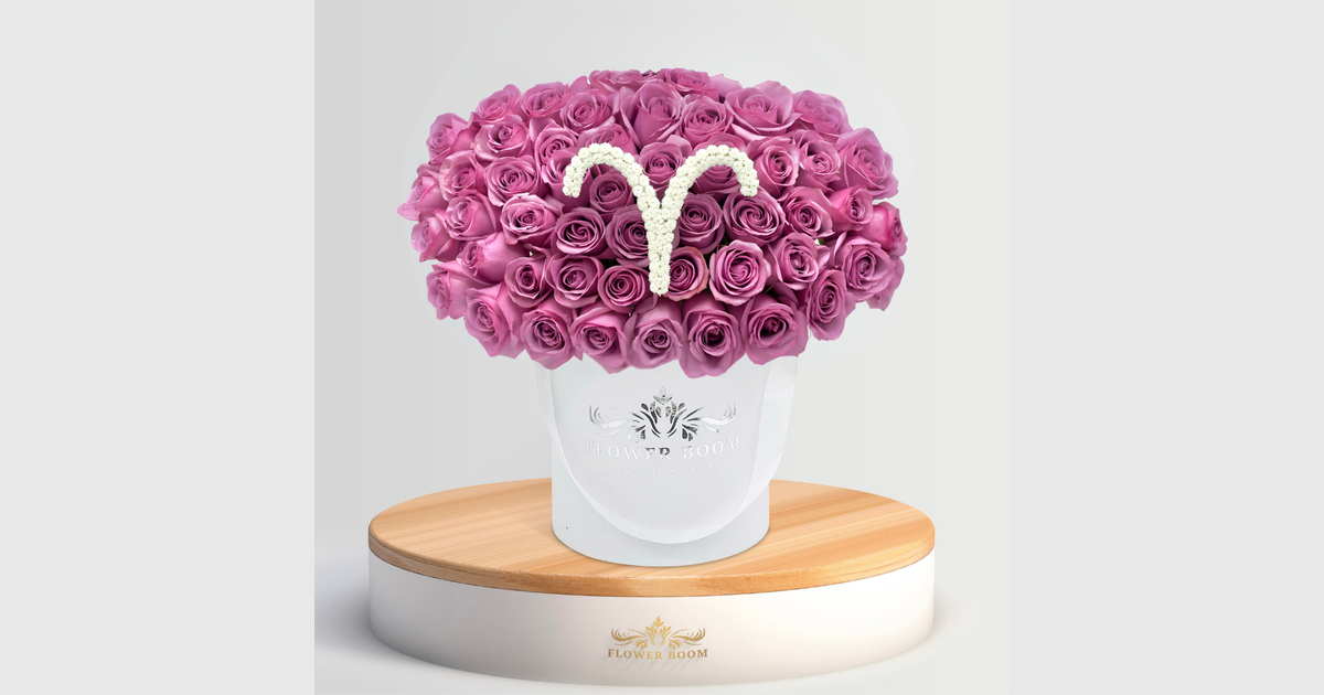 Zodiac Rose Box – Personalized Astrology Roses Gift with Baby’s Breath