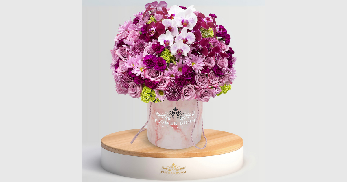 Enchanted Violet Blooms | Purple Roses, Daisies, Carnations & Orchids